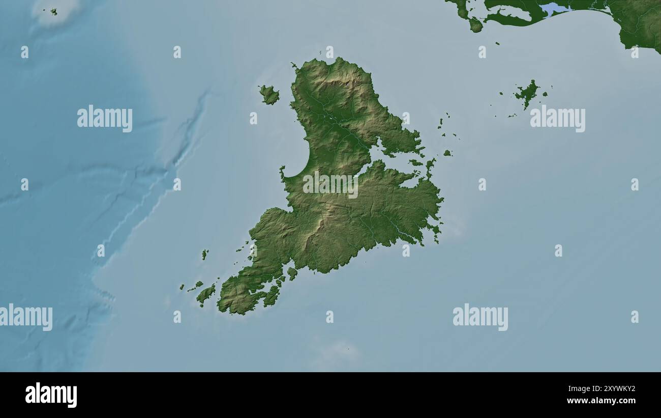Stewart Island in the Tasman Sea on a colored elevation map Stock Photo ...