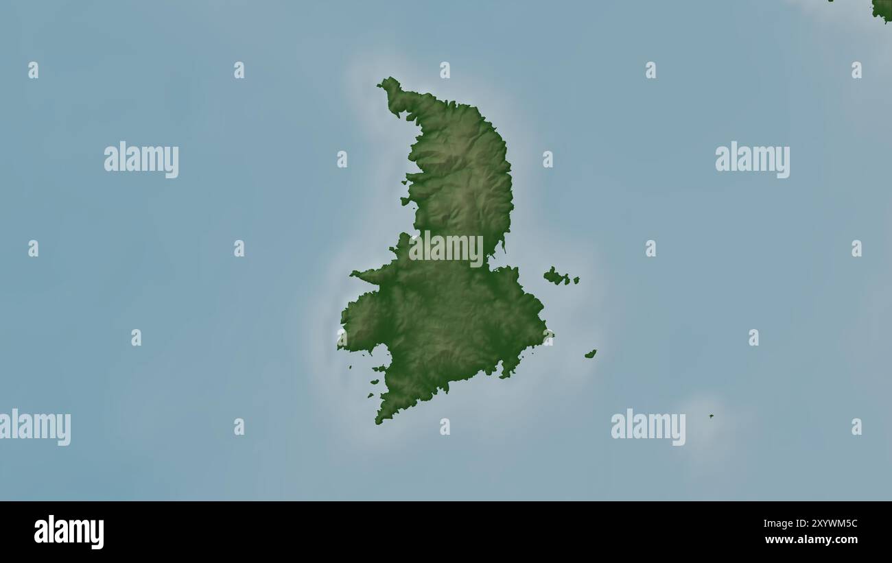 Syros Island in the Aegean Sea on a colored elevation map Stock Photo ...