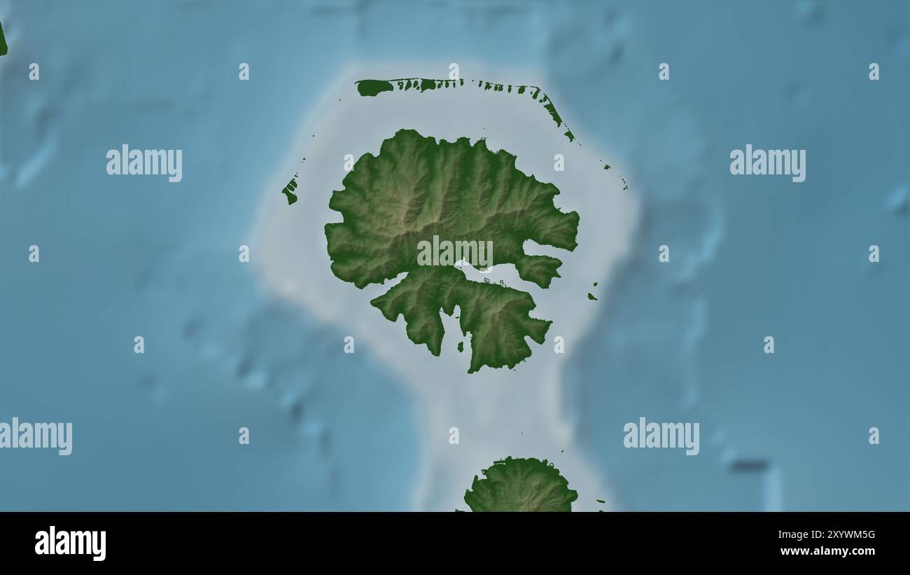 Tahaa Island in the South Pacific Ocean on a colored elevation map ...