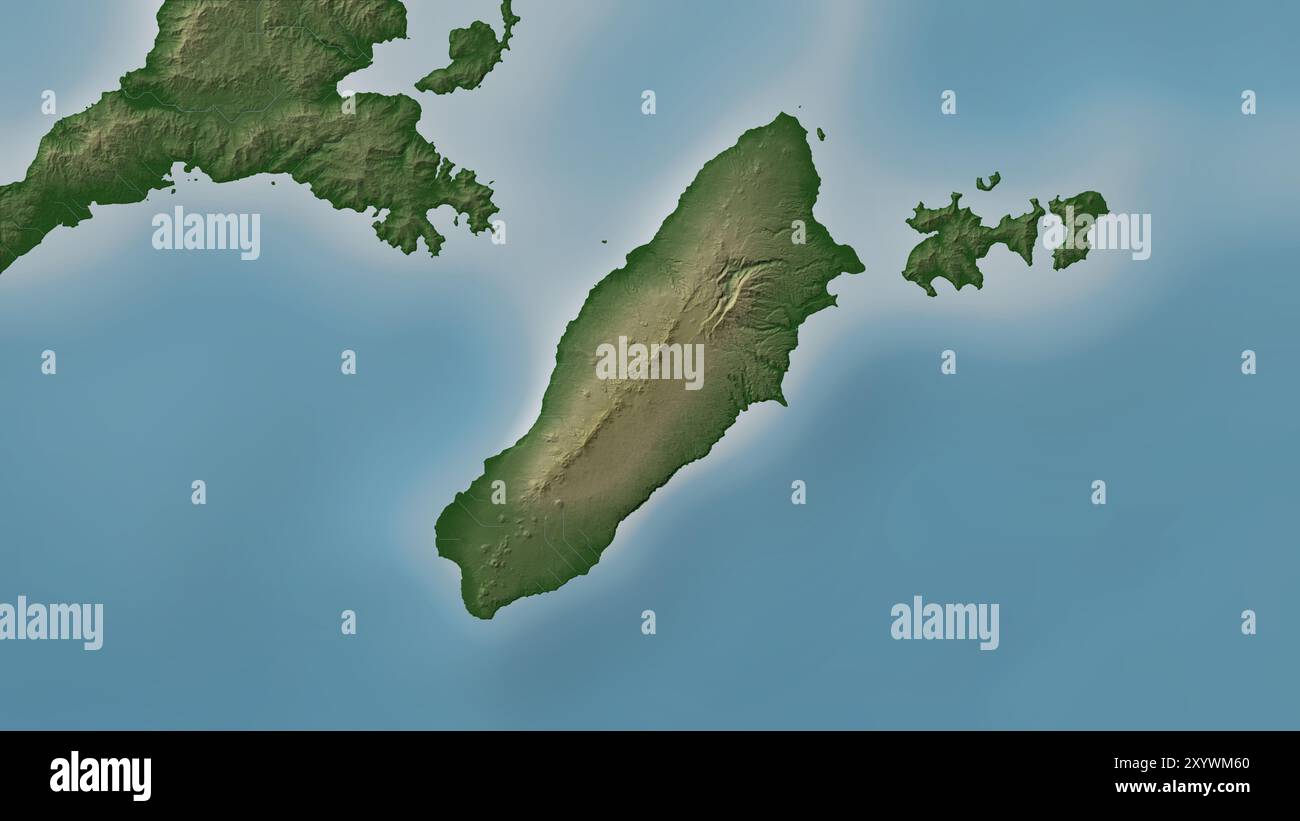 Taveuni Island in the South Pacific Ocean on a colored elevation map ...