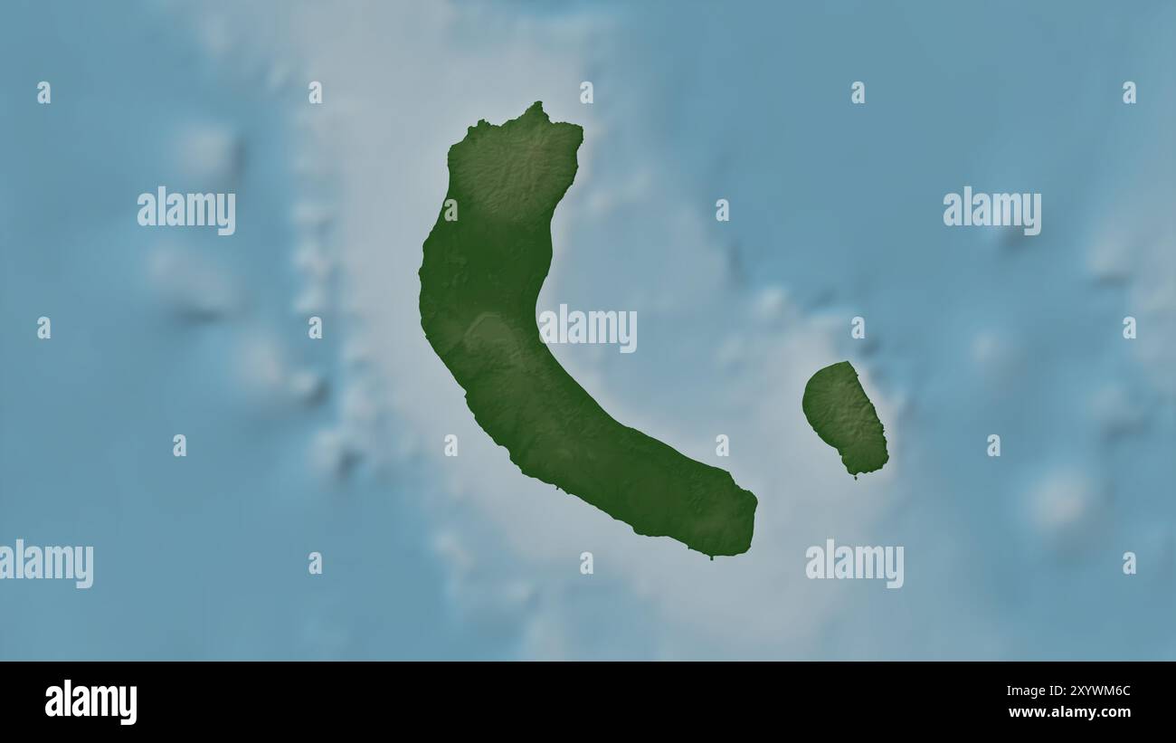 Tarasa Dwip Island in the Andaman or Burma Sea on a colored elevation ...