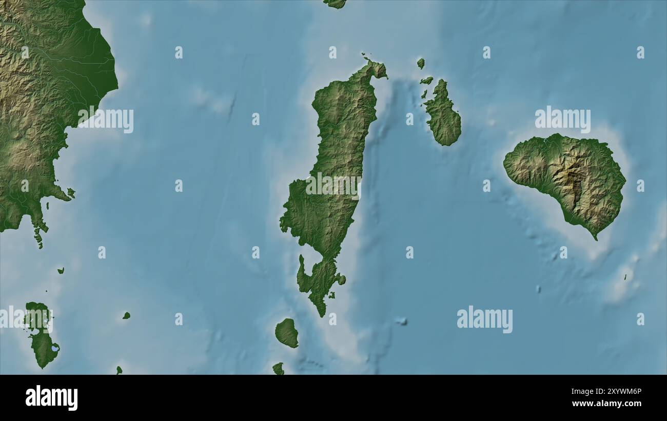 Tablas Island in the Philippine Sea on a colored elevation map Stock ...