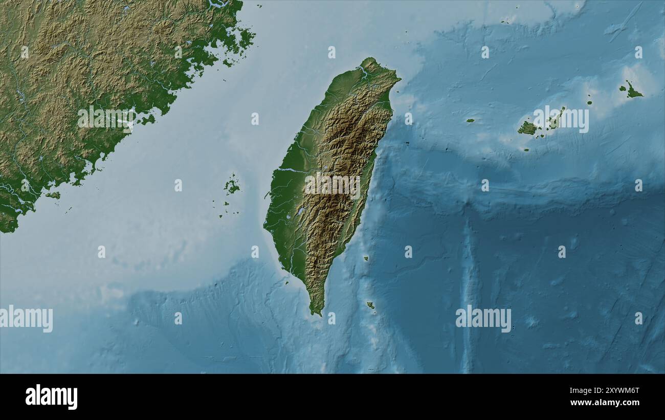 Taiwan Island in the Philippine Sea on a colored elevation map Stock ...