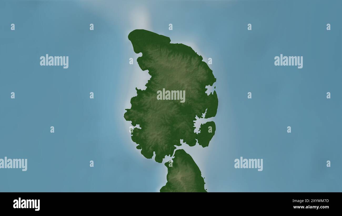 Tatau Island in the South Pacific Ocean on a colored elevation map ...