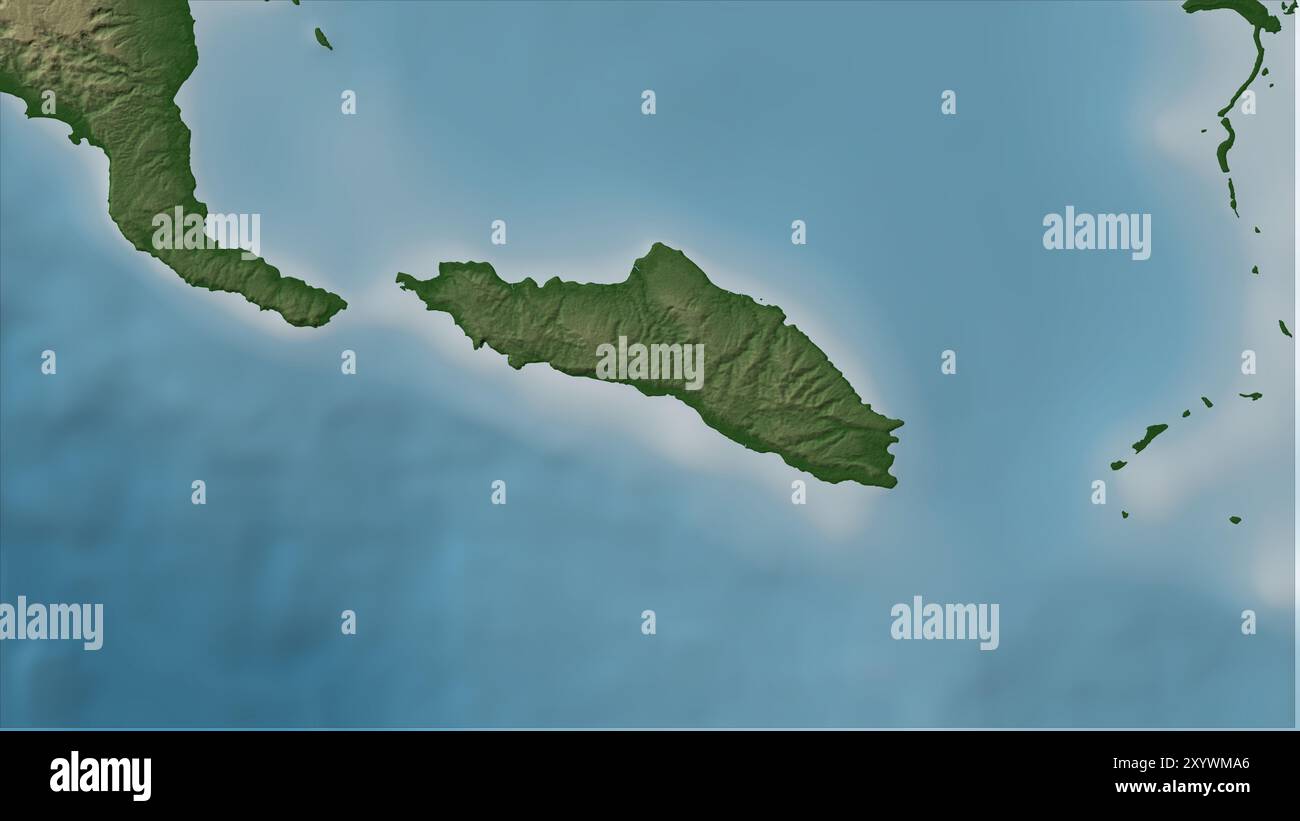 Tetepare Island in the Solomon Sea on a colored elevation map Stock ...