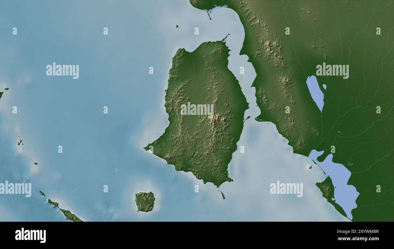 Tiburon Island in the Gulf of California on a colored elevation map ...