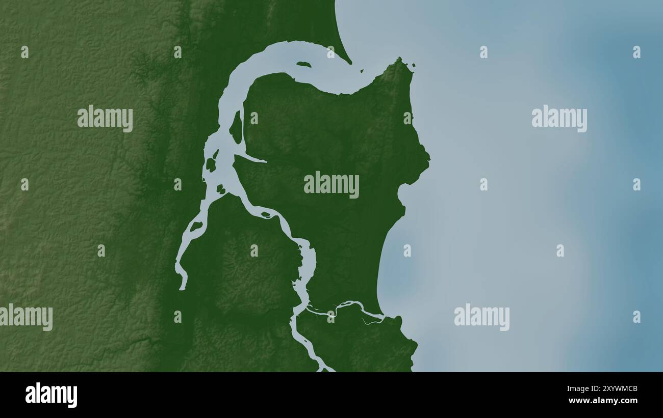 Ilha de Tinhare in the South Atlantic Ocean on a colored elevation map ...