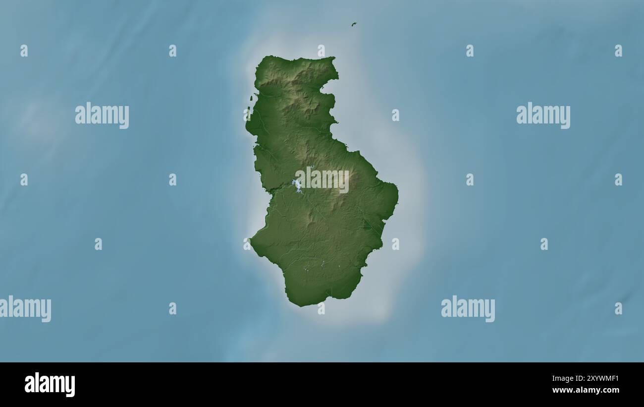Tokunoshima Island in the Eastern China Sea on a colored elevation map ...