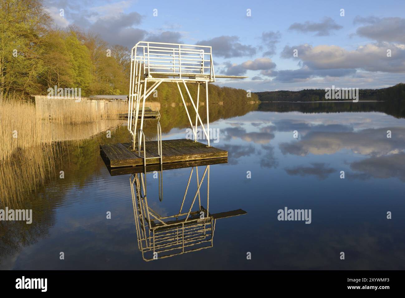 Diving platform. Reflection of a jump tower, Reflection of a jump tower ...