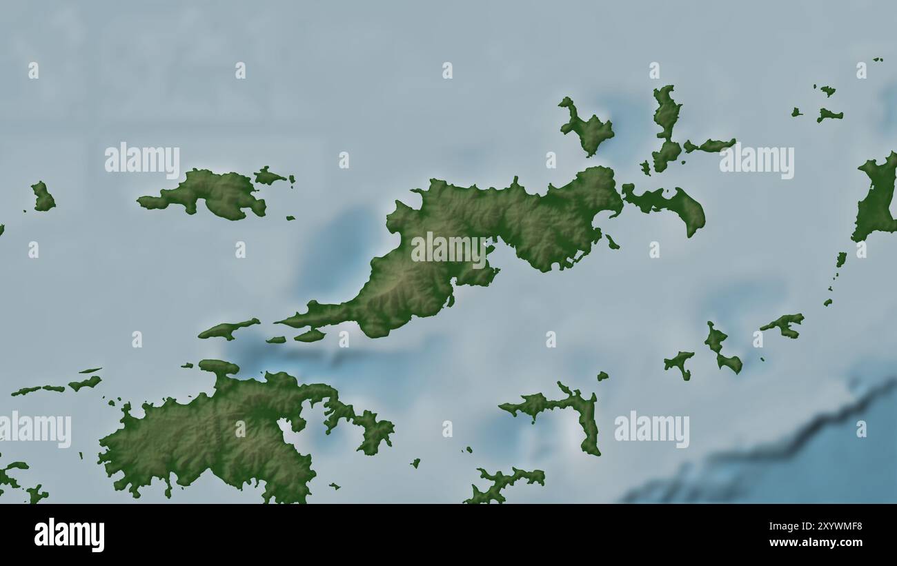 Tortola Island in the Caribbean Sea on a colored elevation map Stock ...