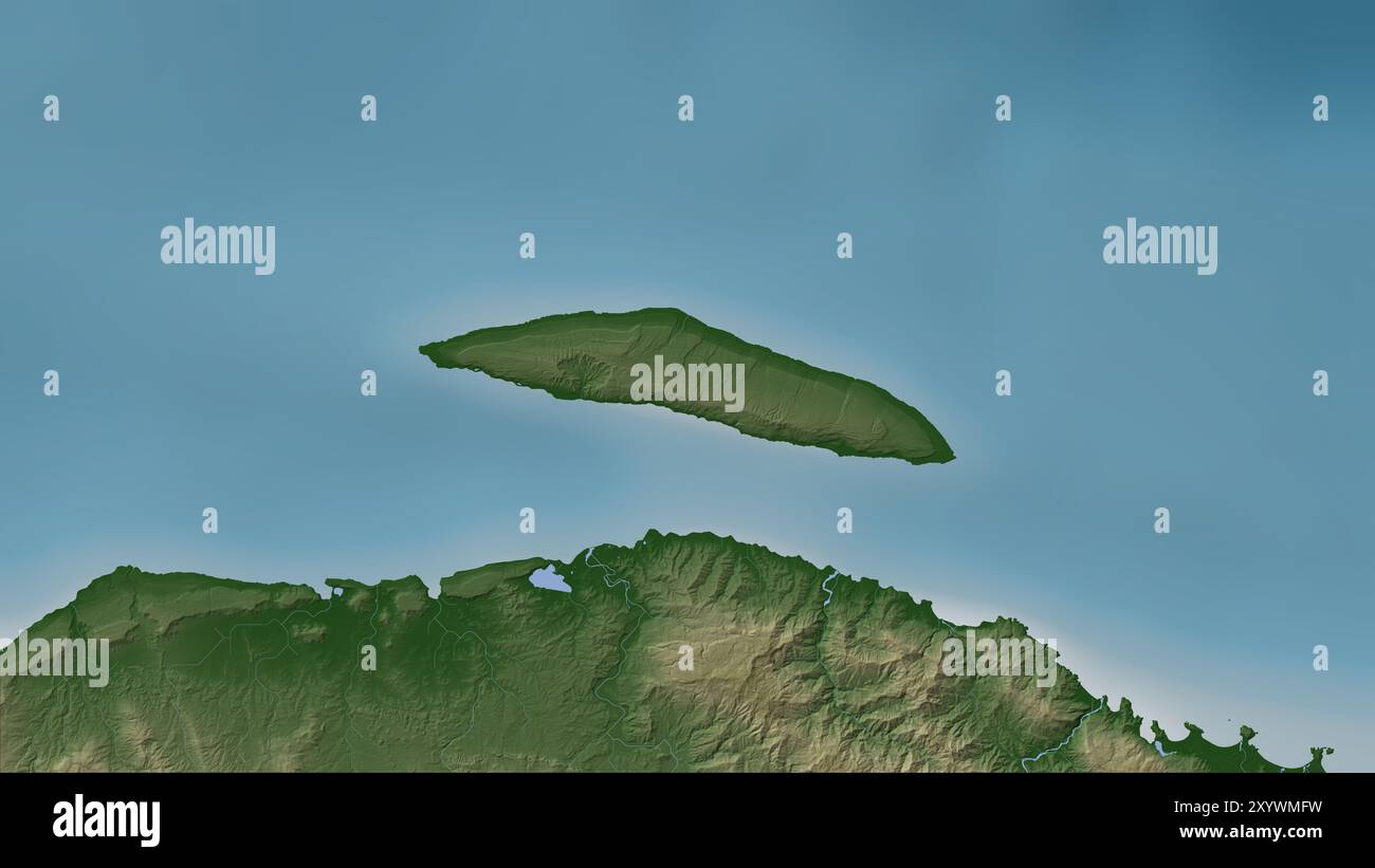 Tortuga Island in the North Atlantic Ocean on a colored elevation map ...