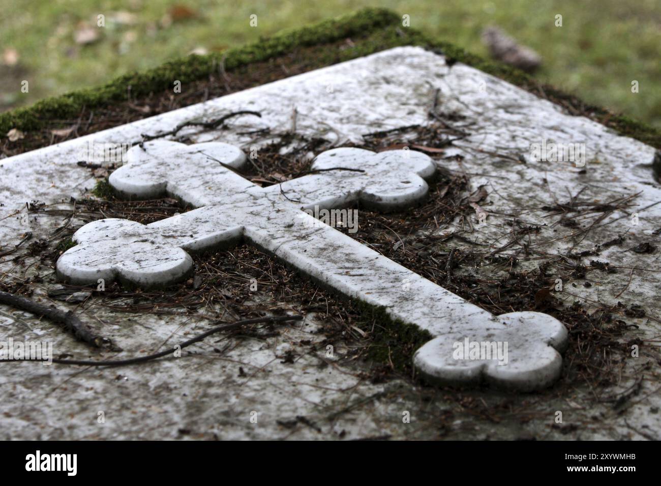 Grave slab with cross Stock Photo - Alamy