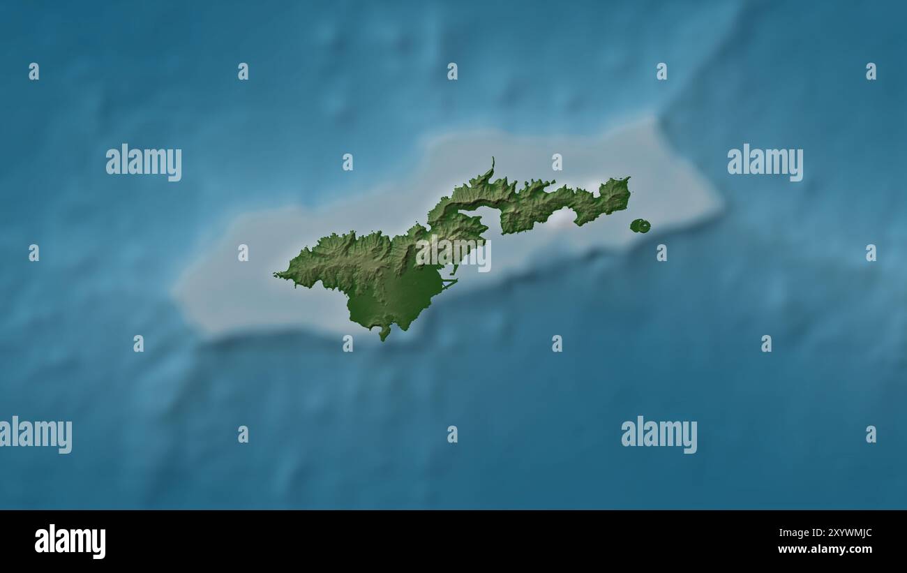 Tutuila Island in the South Pacific Ocean on a colored elevation map ...