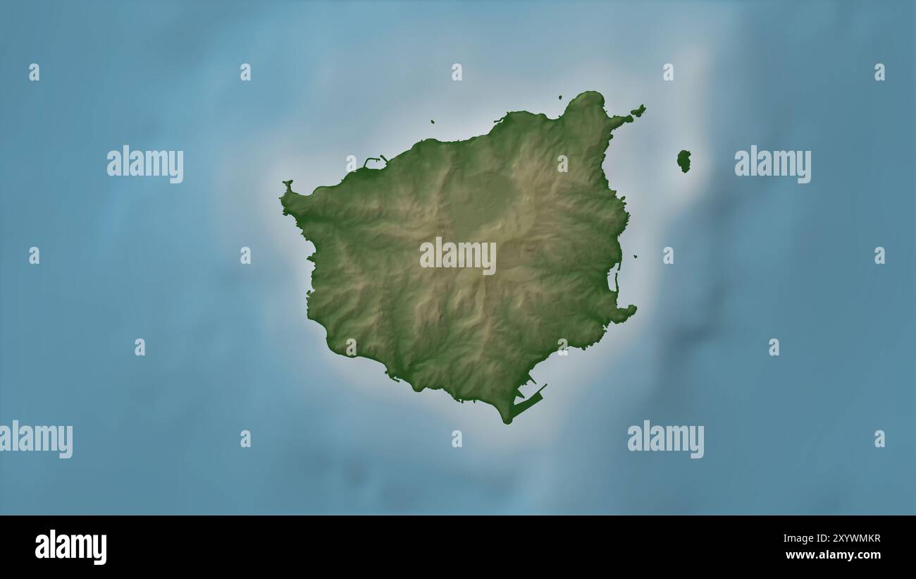 Ulleungdo Island in the Japan Sea on a colored elevation map Stock ...