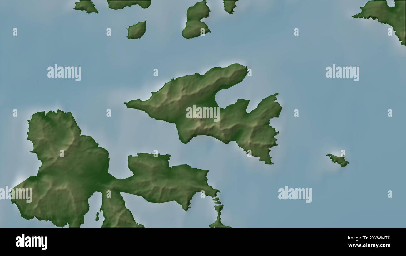 Umak Island in the Bering Sea on a colored elevation map Stock Photo ...
