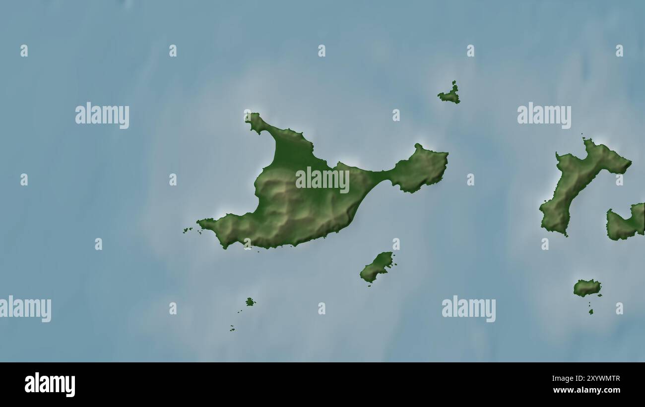 Ushagat Island in the Gulf of Alaska on a colored elevation map Stock ...