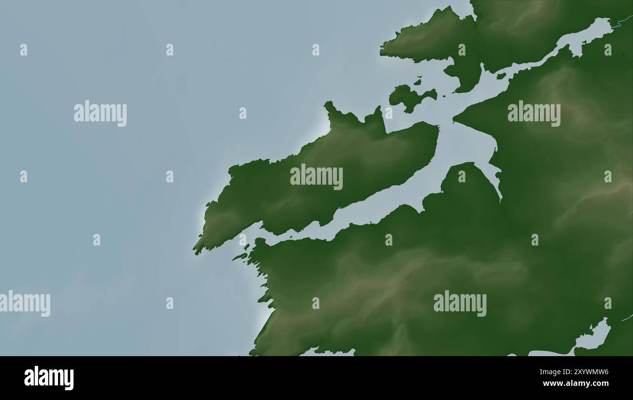 Valentia Island in the North Atlantic Ocean on a colored elevation map ...