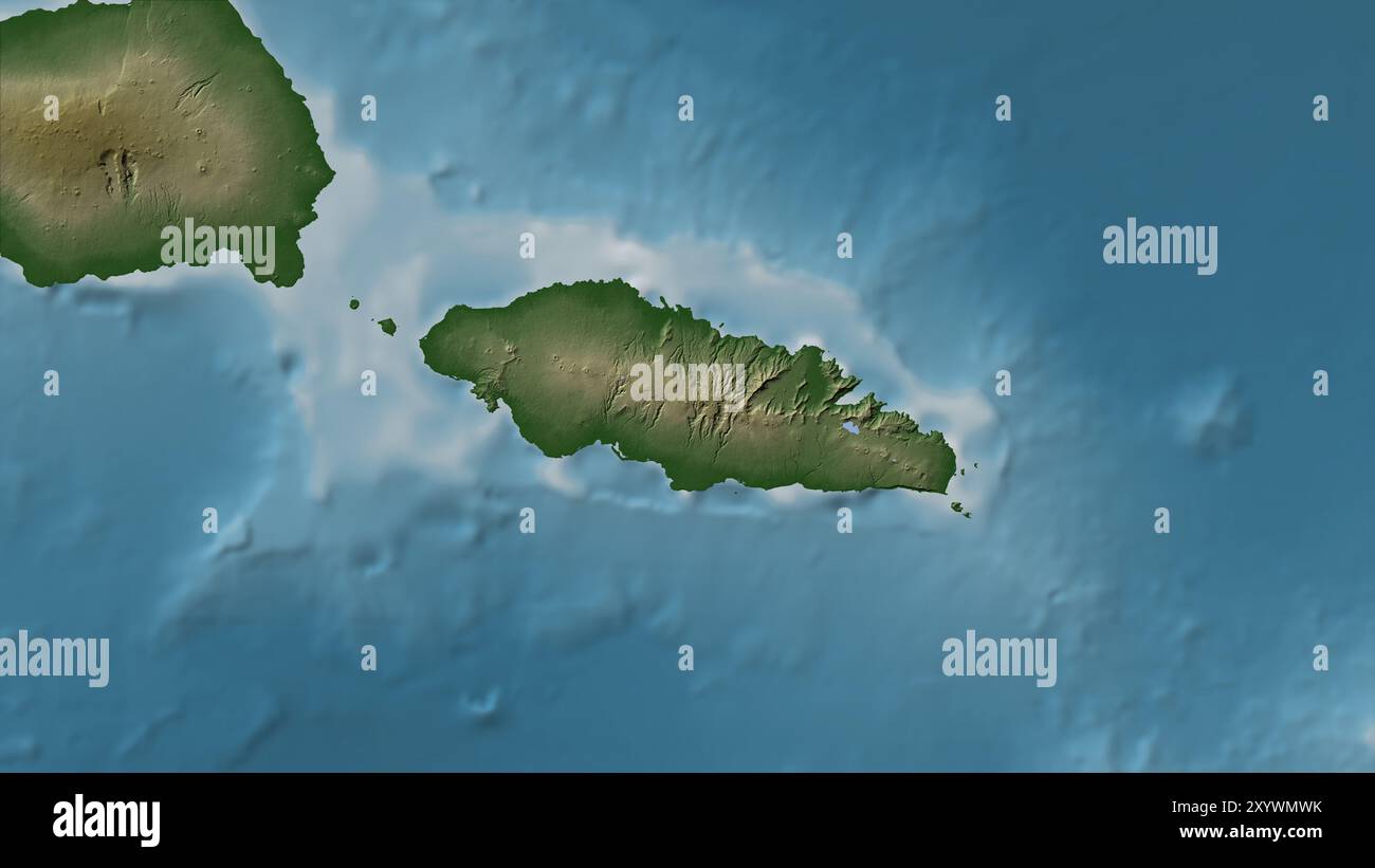 Upolu Island in the South Pacific Ocean on a colored elevation map ...