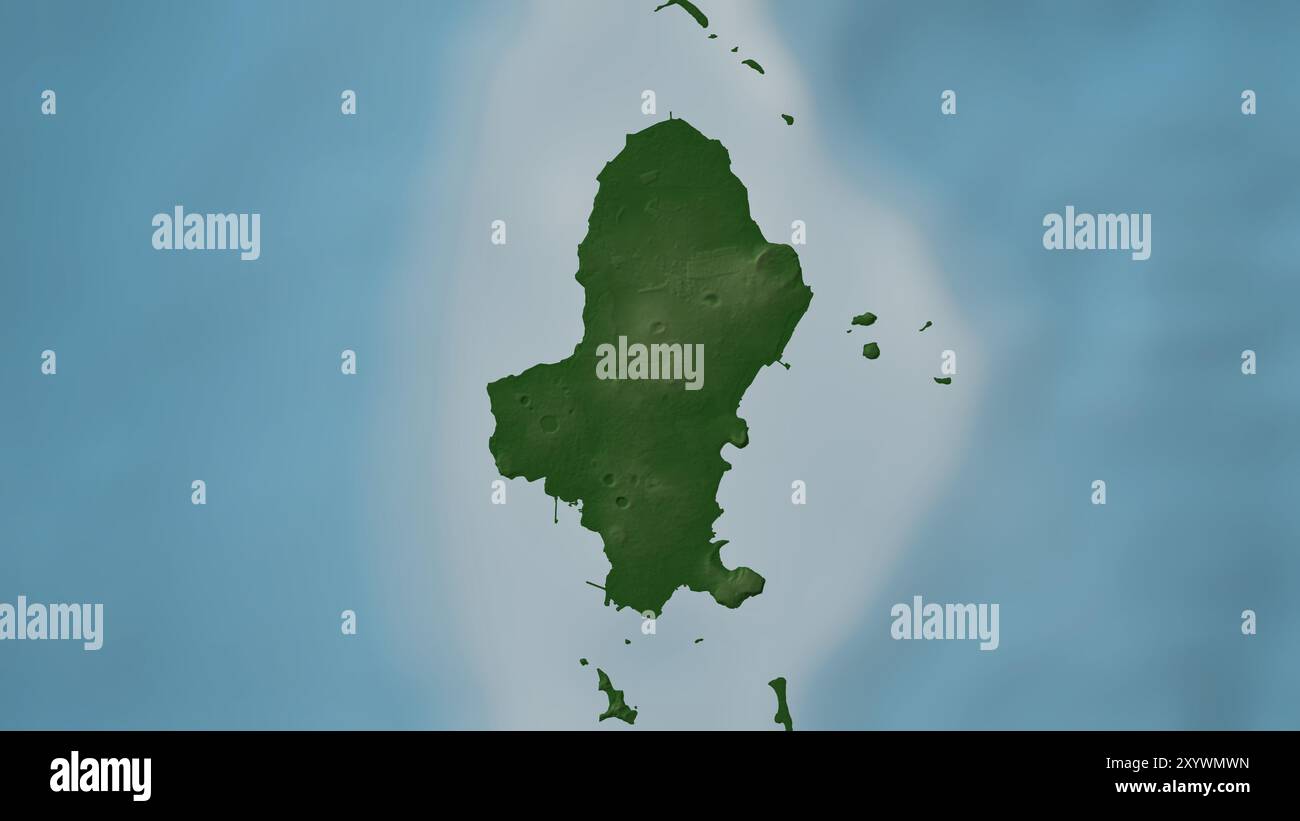 Ile Uvea in the South Pacific Ocean on a colored elevation map Stock ...