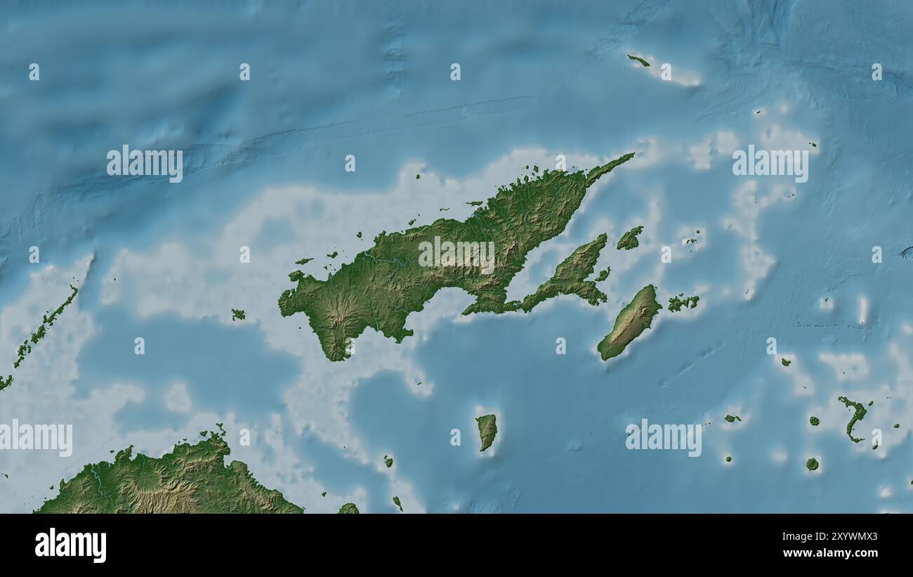 Vanua Levu Island in the South Pacific Ocean on a colored elevation map ...