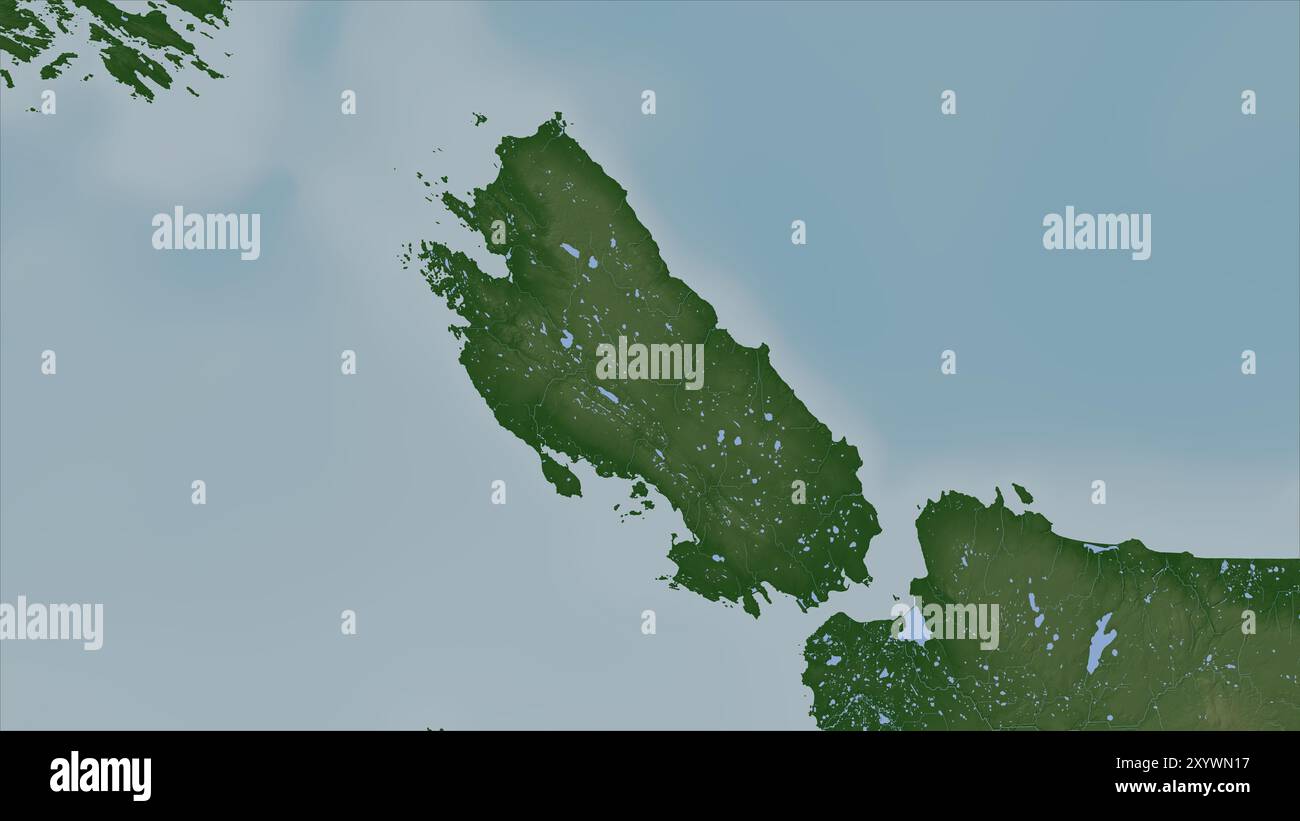 Vaygach Island in the Kara Sea on a colored elevation map Stock Photo ...