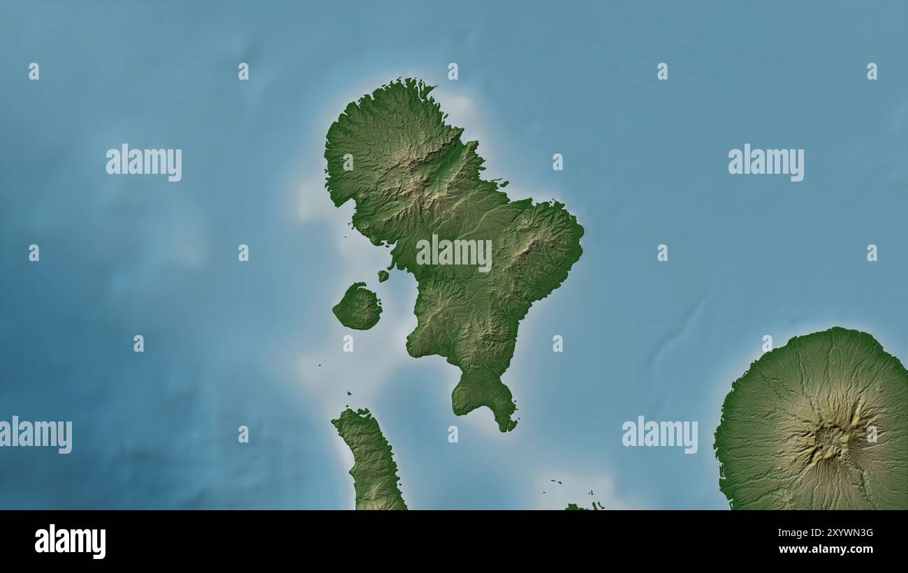 Vella Lavella Island in the Solomon Sea on a colored elevation map ...