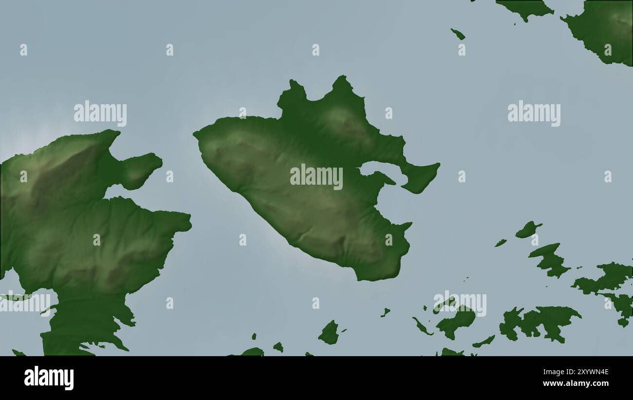 Keppel Island in the South Atlantic Ocean on a colored elevation map ...