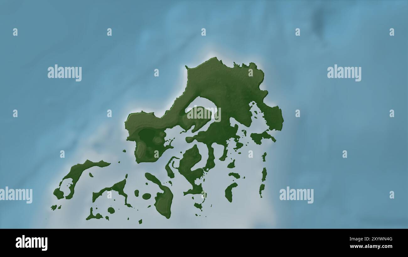 Vava'u Island in the South Pacific Ocean on a colored elevation map ...