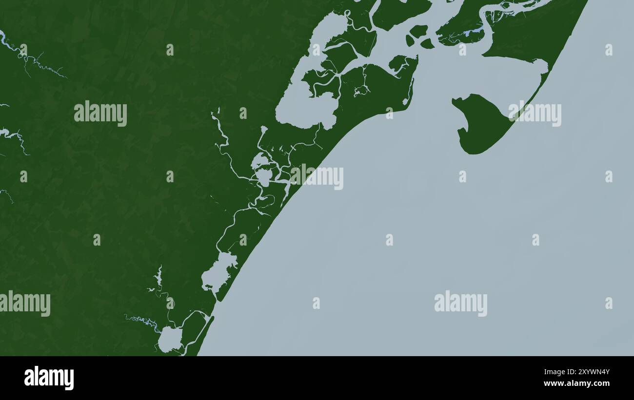 Wallops Island in the North Atlantic Ocean on a colored elevation map ...