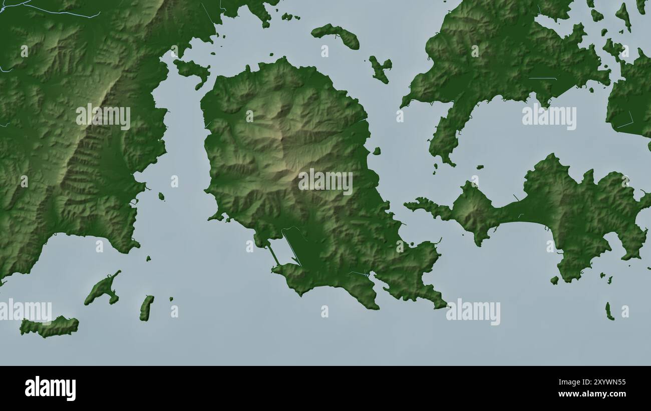 Wando Island in the Japan Sea on a colored elevation map Stock Photo ...