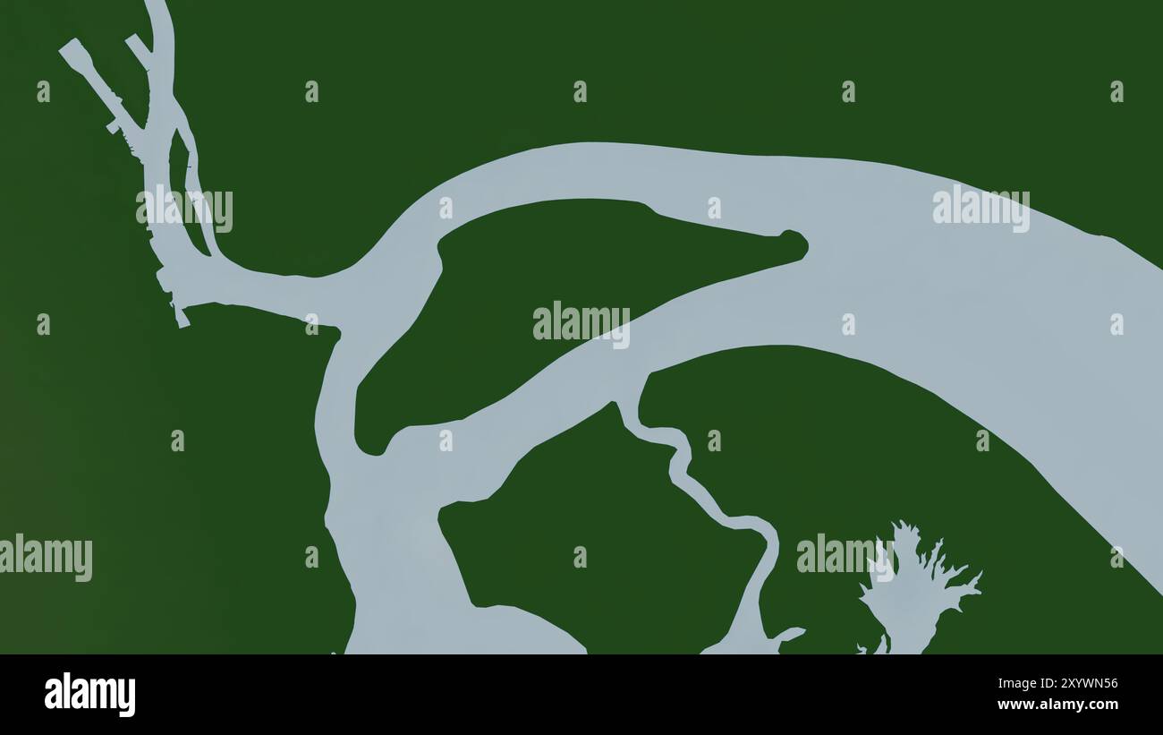 Warbah Island in the Persian Gulf on a colored elevation map Stock ...