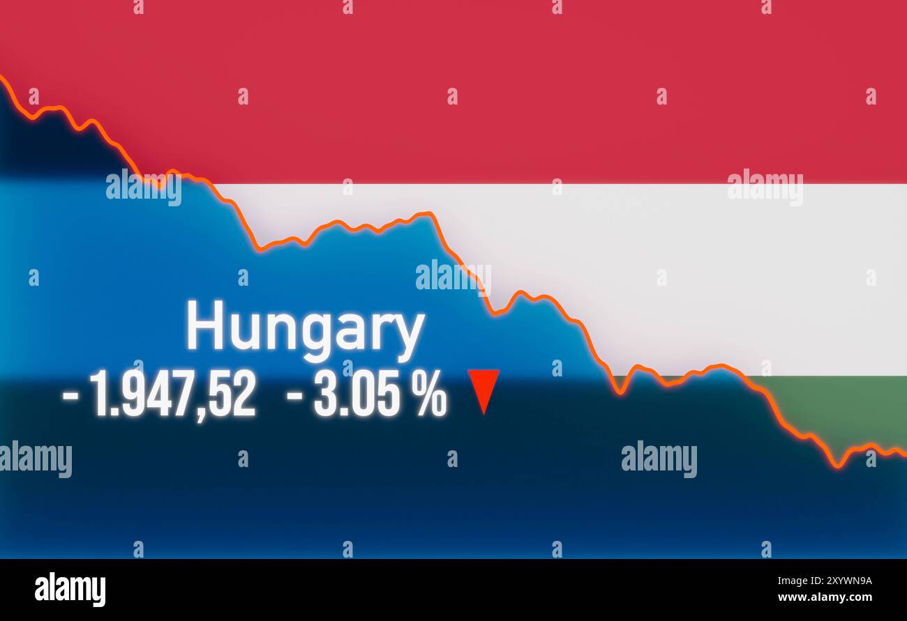 Hungaria stock market down, falling chart. Hungaria stock market down ...