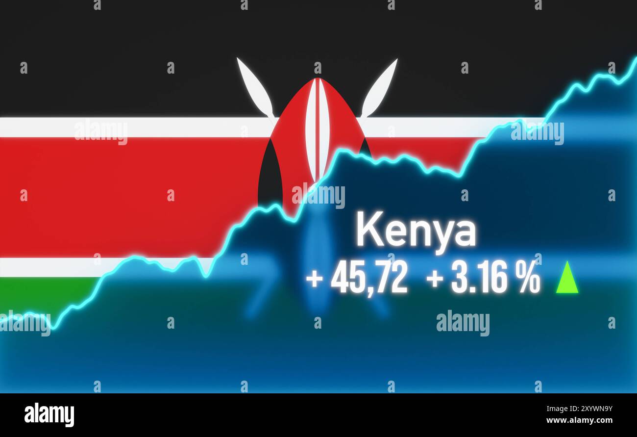 Kenya stock market up, rising chart. Kenya stock market up. Rising ...
