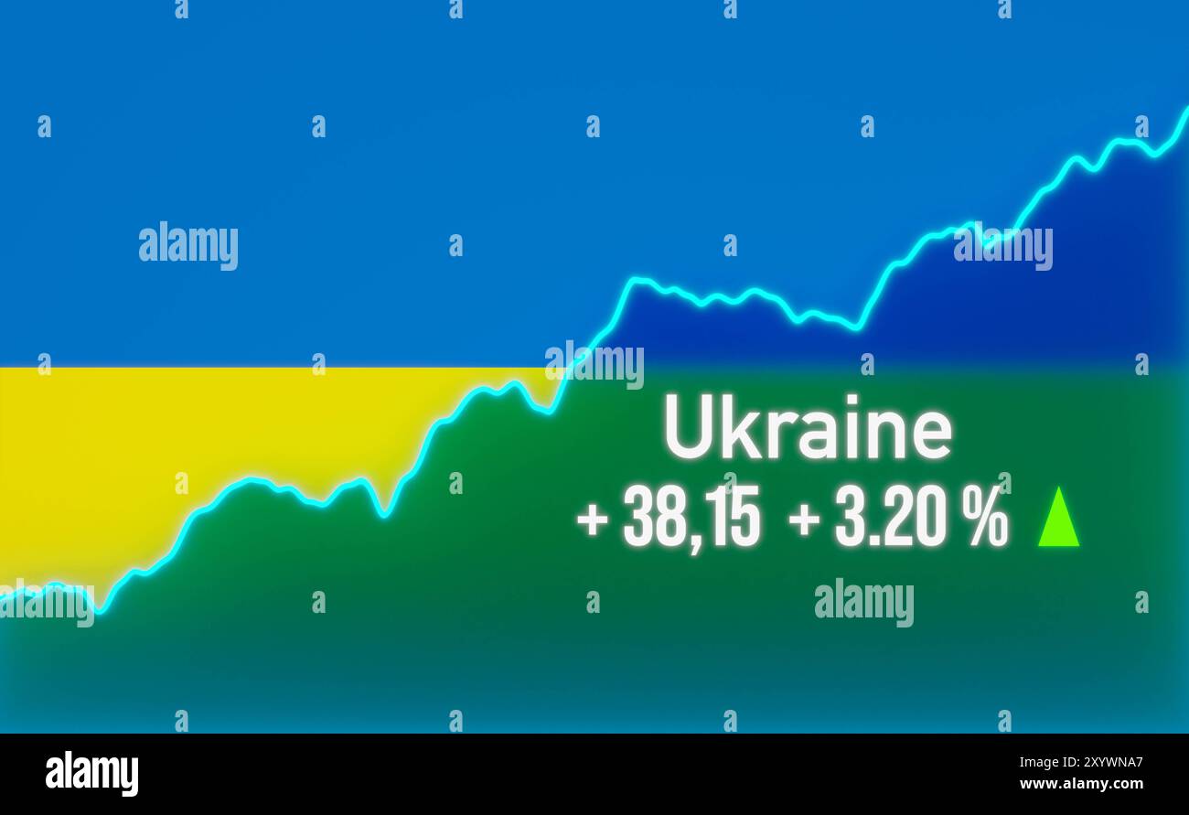 Ukraine stock market up, rising chart. Ukraine stock market up. Rising ...