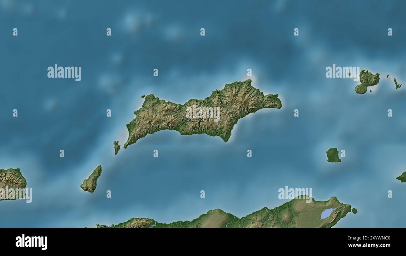 Pulau Wetar in the Banda Sea on a colored elevation map Stock Photo - Alamy