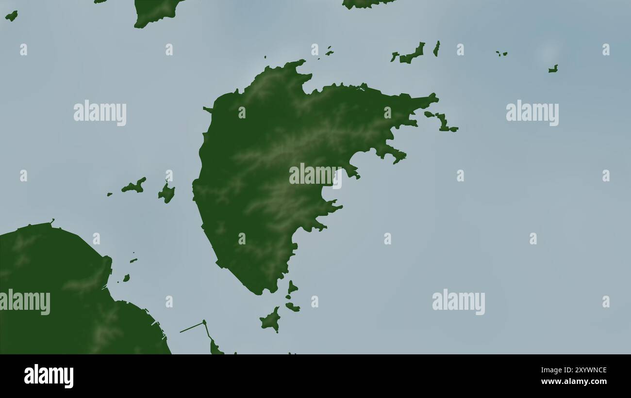 Xiushan Island in the Eastern China Sea on a colored elevation map ...