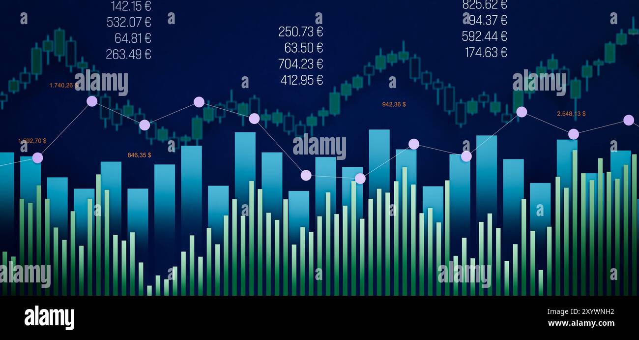 Charts, bar graphs and financial figures in a abstract concept. Charts ...