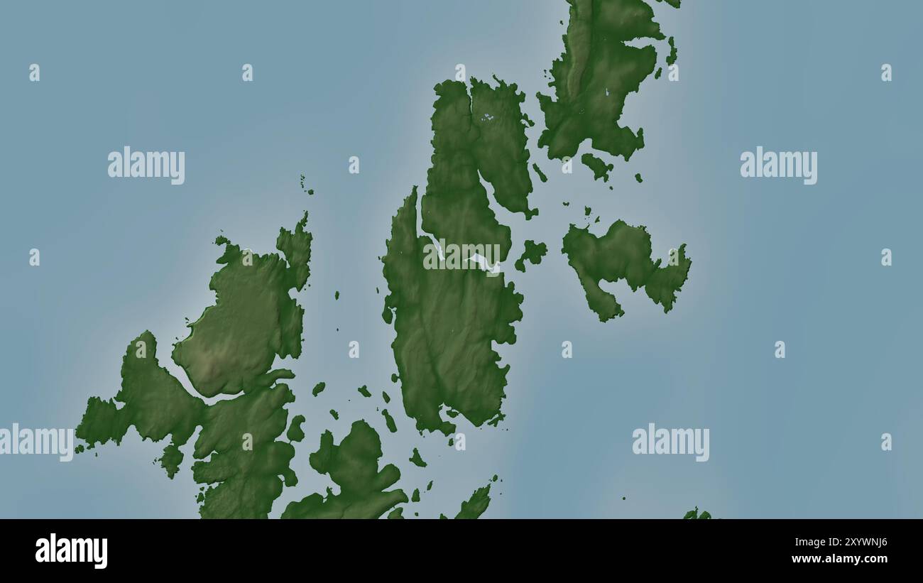 Yell Island in the North Sea on a colored elevation map Stock Photo - Alamy