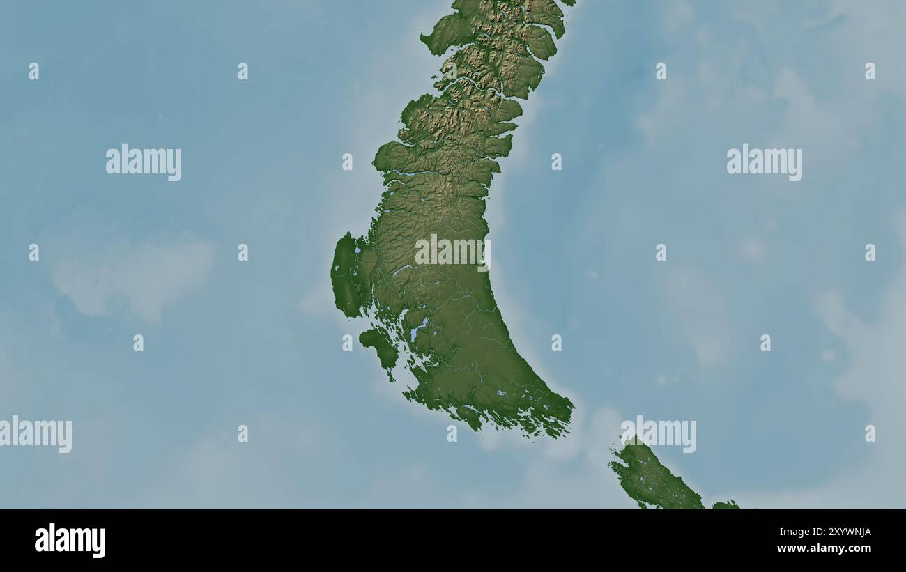 Yuzhny Island in the Kara Sea on a colored elevation map Stock Photo ...