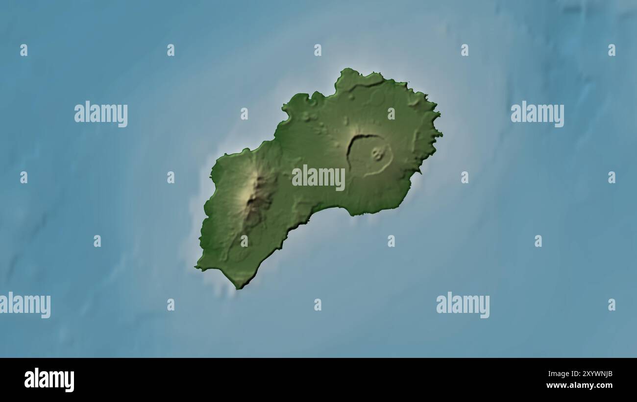 Yunaska Island in the Bering Sea on a colored elevation map Stock Photo ...