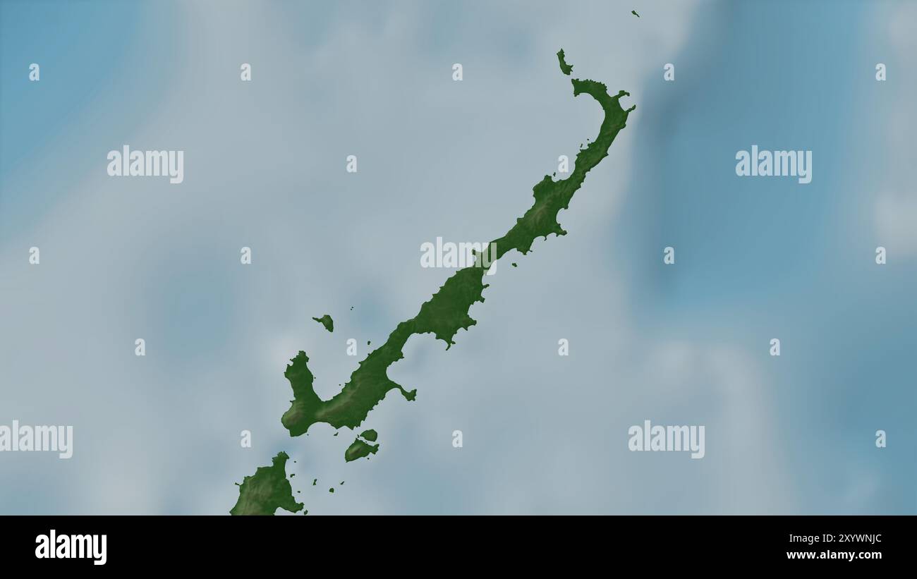 Yasawa Island in the South Pacific Ocean on a colored elevation map ...