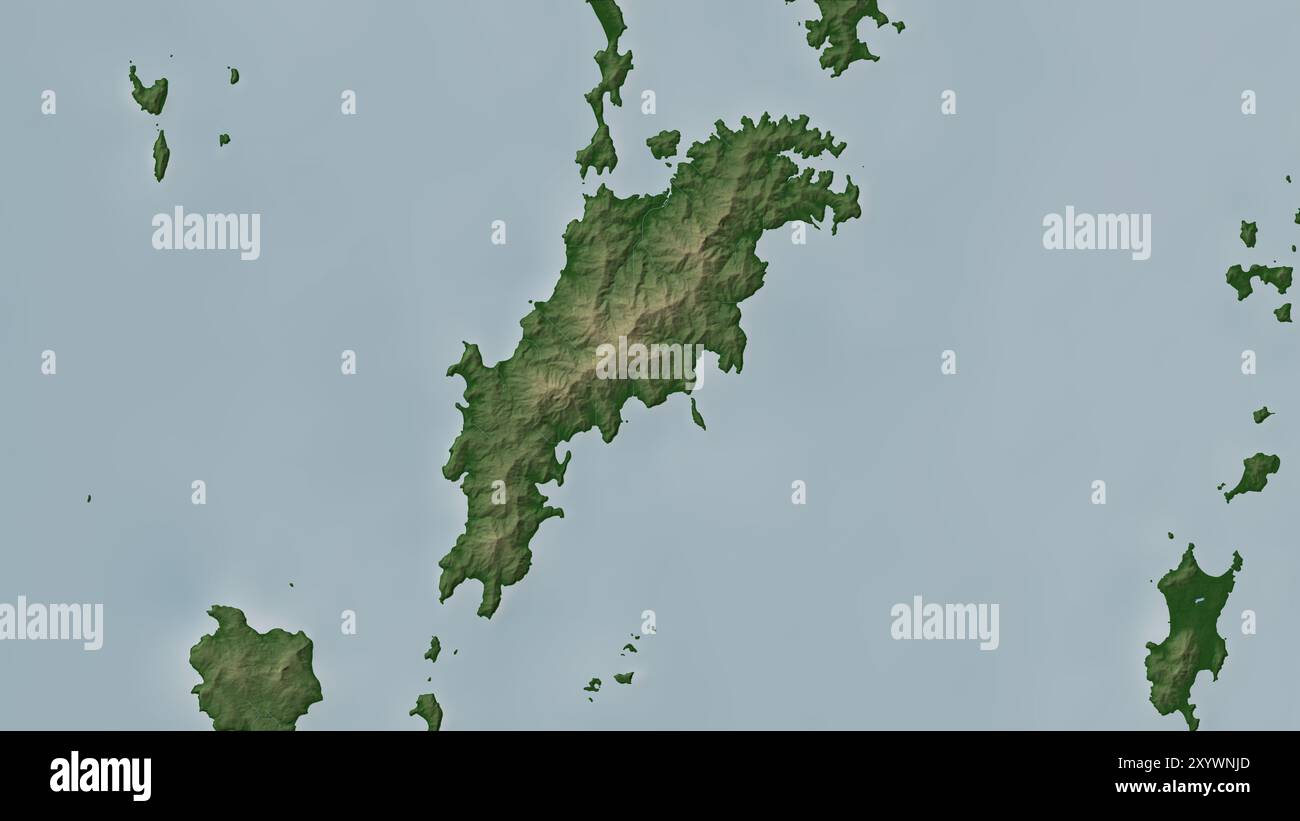 Zardet Kyee Kyun Island in the Andaman or Burma Sea on a colored ...