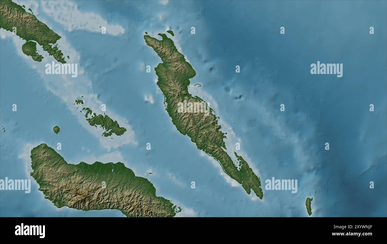 Malaita Island in the Solomon Sea on a colored elevation map Stock ...