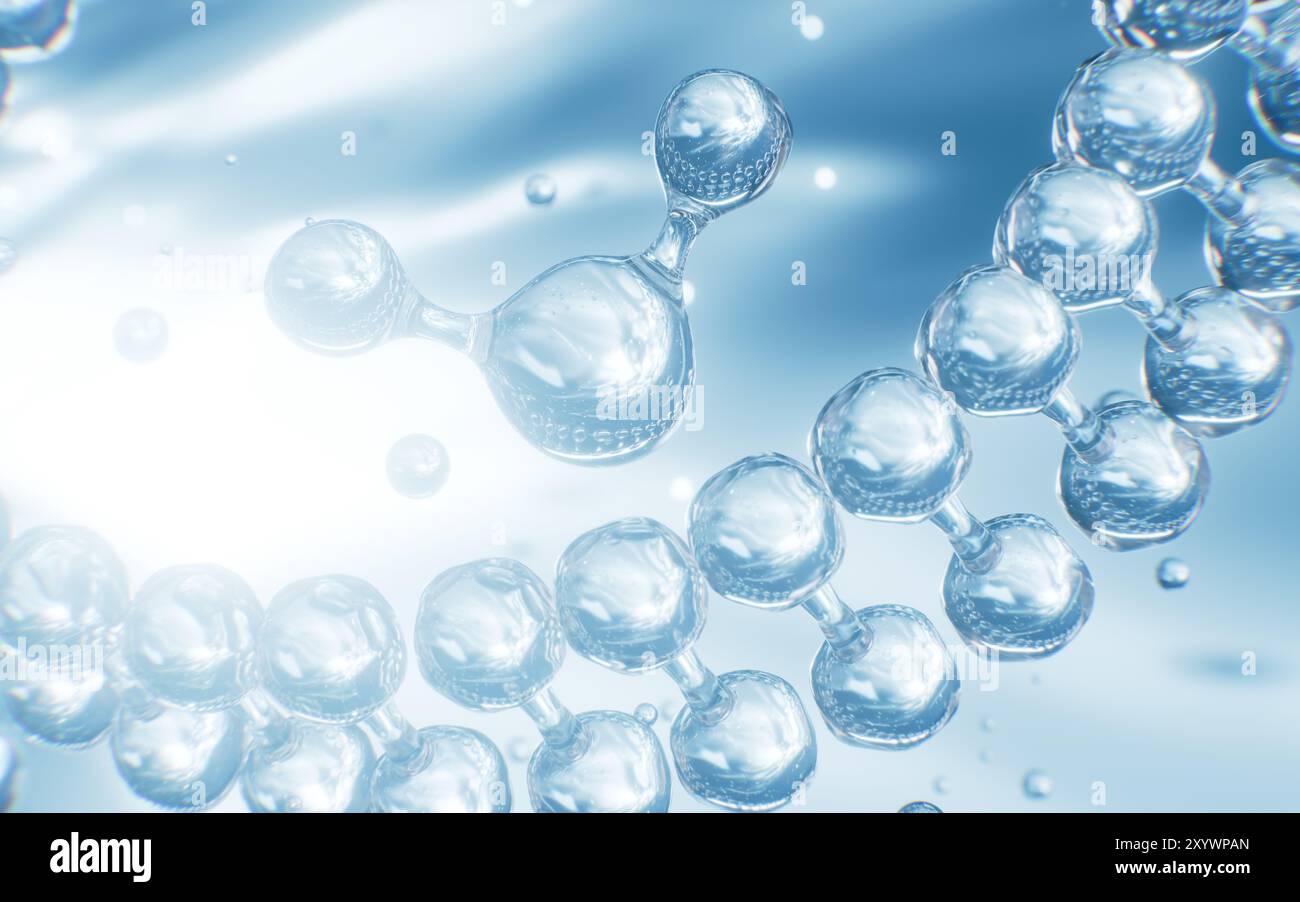 Abstract glass spheres, transparent molecules, 3d rendering. 3d ...