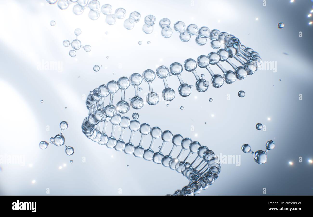 Spiraling molecules and light shadow background, 3d rendering. 3d ...
