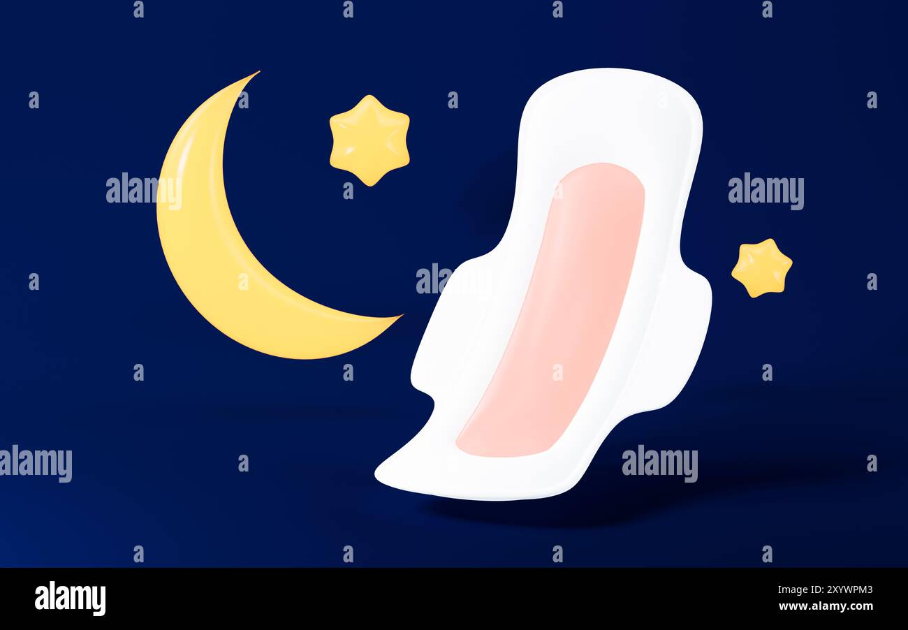 Cartoon overnight sanitary pad, 3d rendering. 3d illustration Stock ...