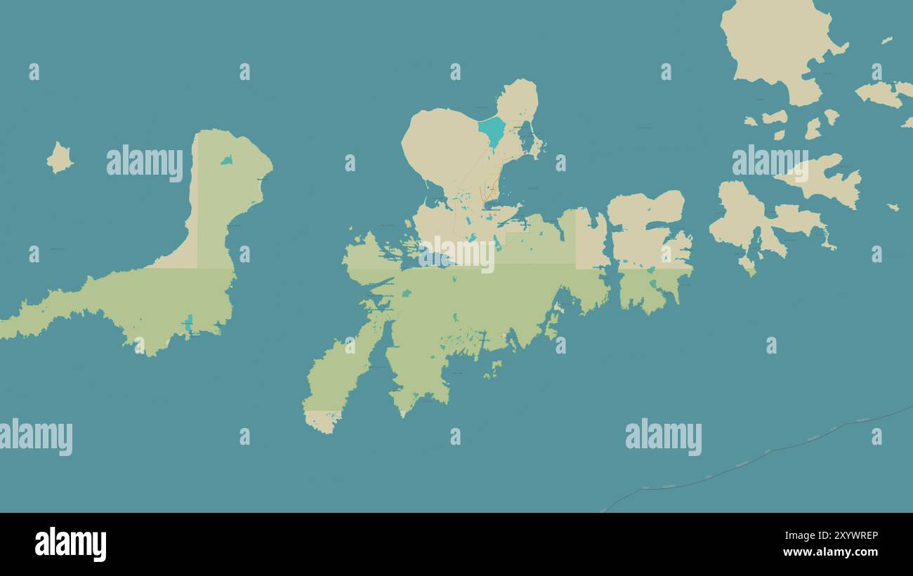 Adak Island in the Bering Sea on a topographic, OSM Humanitarian style ...