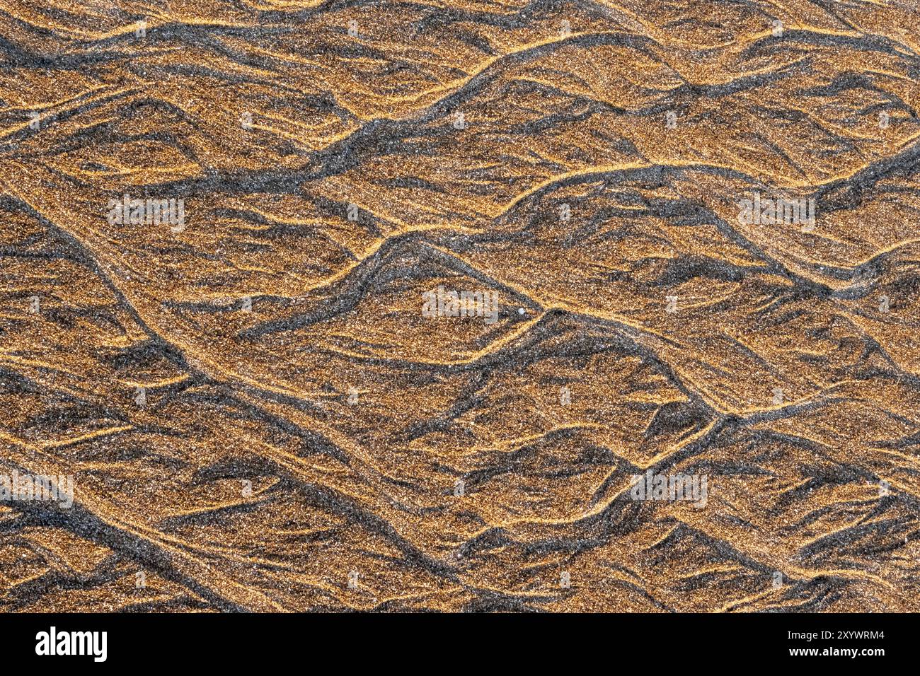 Current marks in the sand, wave pattern in the sand, sandy beach, Playa ...