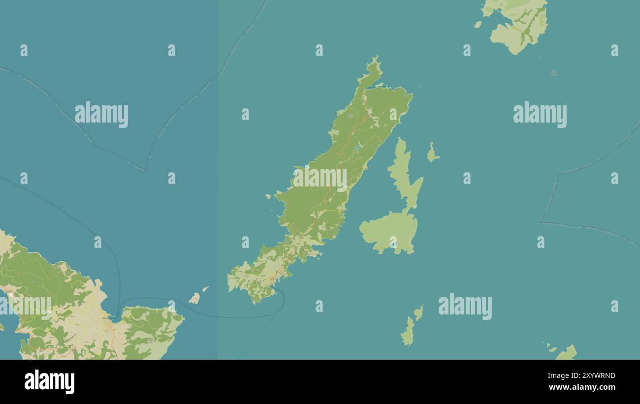 Alonissos Island in the Aegean Sea on a topographic, OSM Humanitarian ...