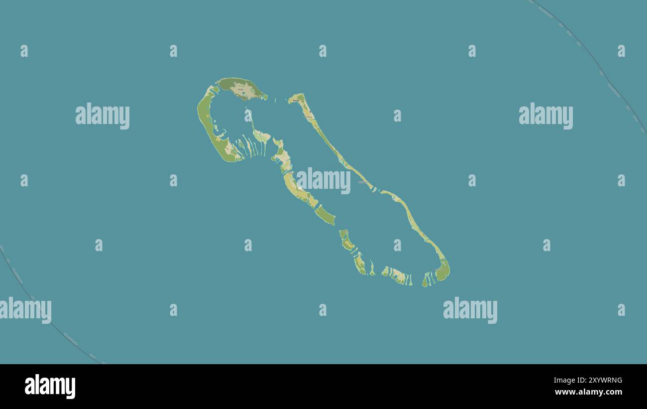 Anaa Island in the South Pacific Ocean on a topographic, OSM ...